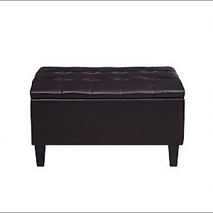 SINLOOG Storage Ottoman, Ottoman Foot Rest，Faux Leather Upholstery Storage Ottoman Bench with Safety Close Hinge, Ottoman with Storage for Living Room/Entryway/Hallway/Foot Rest