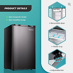 EUHOMY 3.2 Cu.Ft Mini Fridge with Freezer, Single Door Compact Refrigerator, Adjustable Thermostat, Mini Refrigerator Energy Saving, Mini fridge for Bedroom, Dorm, Office, Black