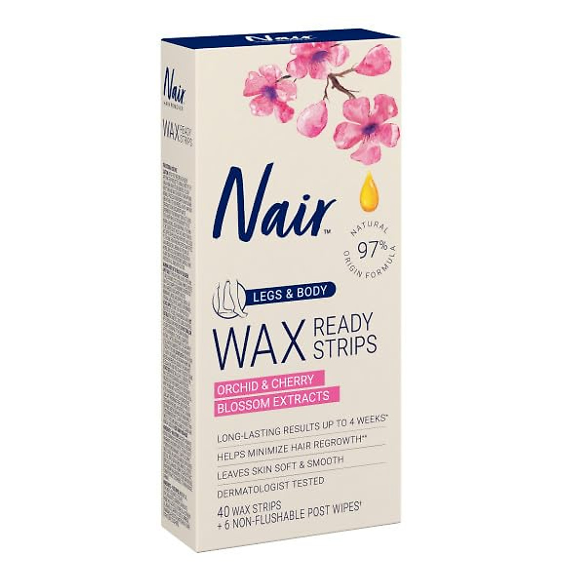 Nair Hair Remover Wax Ready-Strips 40 Count Legs/Body (3 Pack)