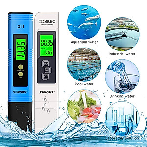 PH Meter Digital TDS Meter EC & Temperature Test Meter 4 in 1 Set, 0.01 High Accuracy PH Tester Pen Water Quality Tester for Household Drinking, Pool and Aquarium