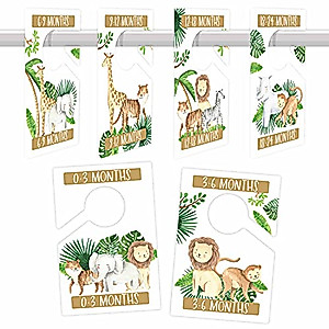 6 Hanger Dividers Baby Closet Size Dividers - Safari Baby Closet Dividers, Baby Closet Organizer For Nursery Organization, Baby Essentials For Newborn Essentials, Nursery Closet Dividers Girl or Boy
