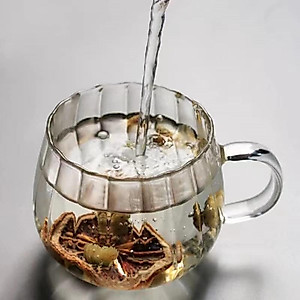 RYUHYF Mug Cup, Glass Cup,Coffee Cup,Tea Cup,Juice Cup, Petal Cup,350ml,Set of 1（Clear）