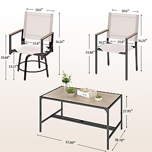 COCLUB 7 Piece Patio Dining Set for 6 Outdoor Furniture Table and Chairs Set with 2 Swivel Chairs 4 Regular Textilene Chairs and 1 Large Table with Umbrella Hole for Yard Garden Lawn Porch & Poolside