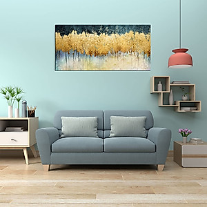 XXMWallArt FC2662 Canvas Wall Art Abstract Golden Forest Painting Modern Decor Abstract Canvas Prints for Living Room Bedroom Kitchen Home and Office Wall Decor