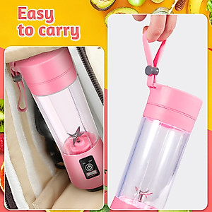 Portable Blender, Personal Blender for Shakes & Smoothies Kitchen, Personal Size Blenders with USB Rechargeable Mini Fruit Juice Mixer, Juicer Smoothie Bottles Travel, PINK