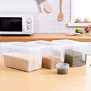 PENGKE Plastic Food Storage Container with Lid and Handle,Food Storage Organizer Box Fresh Box for Kitchen Refridgerator Fridge Desk Cabinet Food Storage,Holds Fruit Eggs Vegetables,5L Pack of 4