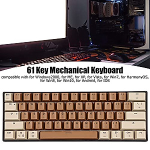 Garsentx 61 Keys Mechanical Gaming Keyboard with Mixing RGB Light, Tea Brown Patchwork Color USB C Ergonomic Keyboard Compatible with Win 2000/ME/XP/Vista/7/OS/8/10(Black Shaft)