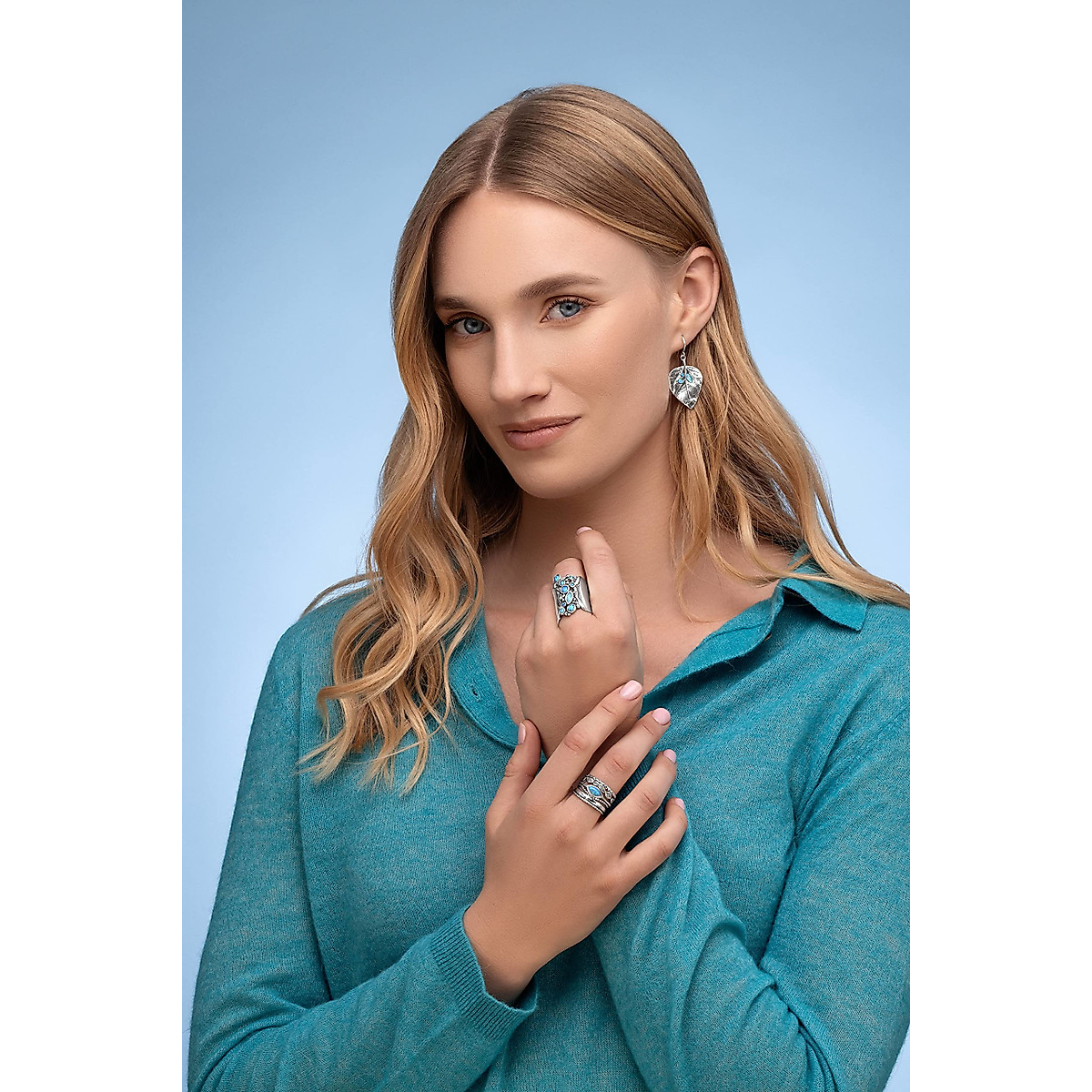 925 Sterling Silver Earrings Leaf Shaped With Multiple Bold Opal, Oxidized, Stylish, Hypoallergenic, Nickel and Lead-free, Artisan Handcrafted Designer, French Wire Earring Back, Jewelry Gift For Her