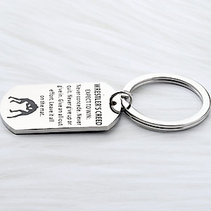 Wrestler Wrestling Keychain Wrestler's Creed Never Concede Never Quit Dog Tag Keychain (WRESTLER'S CREED Wallet)