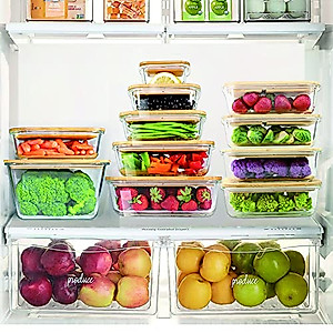 Urban Green Glass Container with Wood Lid, Glass food storage Container with Lids, Glass Meal Prep Containers Set, Glass Containers set (Natural-Bamboo-1p)