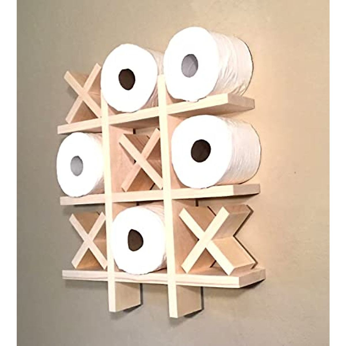 Tic Tac Toe Toilet Paper holder- COMPACT DESIGN - Handmade- No Assembly Required