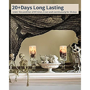 SHYMERY Halloween Decorations Indoor,Halloween Candles with Remote Timer,Skull,Spider Web,Crow Decor Raven Decals,Battery Operated Canldes for Table Witchy Bathroom Kitchen Spooky Home Decoration