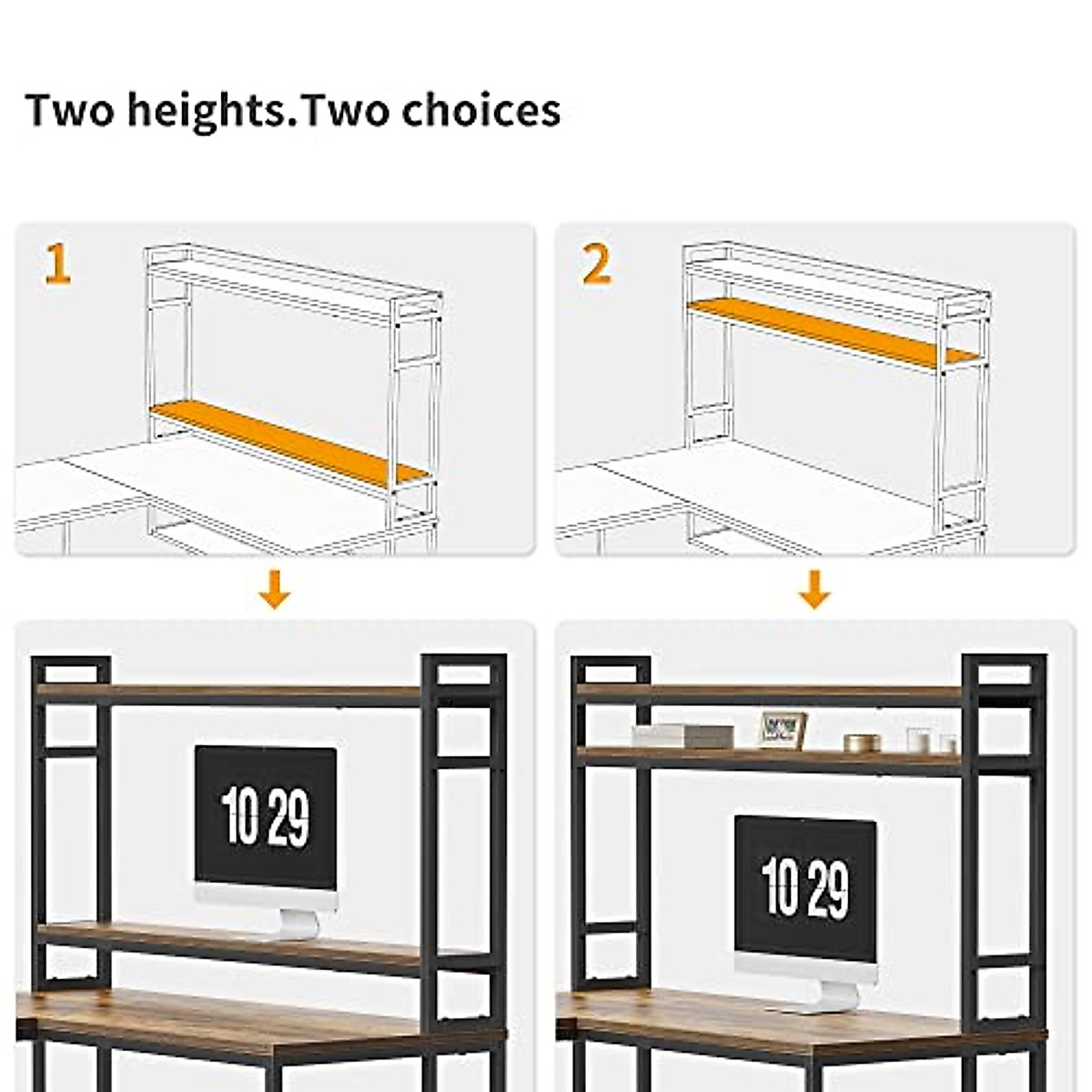 CubiCubi L Shaped Desk with Hutch and Storage Shelves, 59.1 Inch Corner Desk with Bookshelf, Computer Office Workstation for Home Office, Rustic Brown
