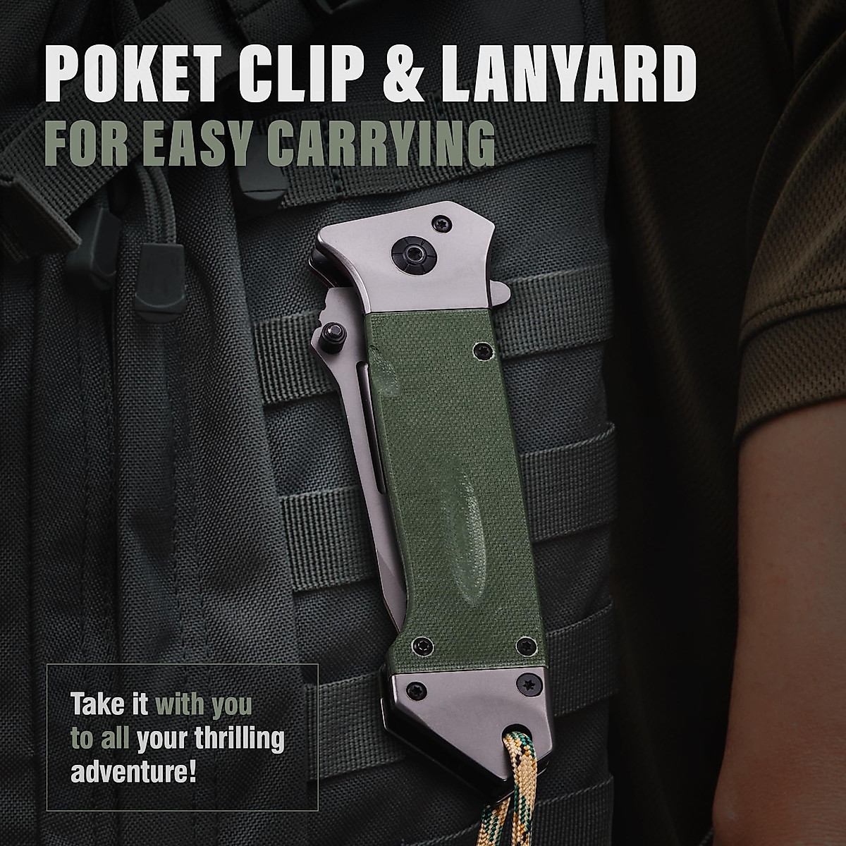 Pocket Knife Spring Assisted Knife - Folding Tactical Knives Japanese Tanto Blade Knives - Ninja Assisted Opening Knife - Best for Camping Hiking EDC Work Knife Birthday Christmas Gifts for Men 6688