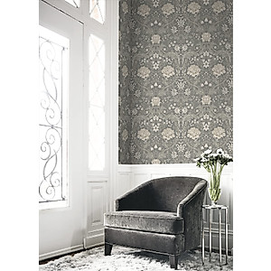 NextWall Honeysuckle Trail Floral Peel and Stick Wallpaper (Daydream Grey)