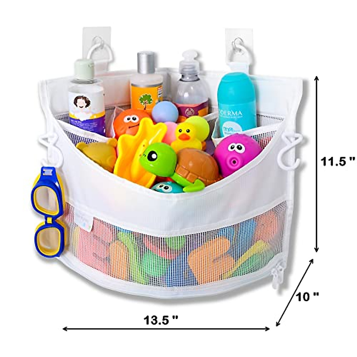Mesh Bath Toy Holder Organizer – The Perfect Corner Bathtub Toy Storage & Bathroom or Shower Caddy – This Multi-use Net Bag Makes Baby Bath Toy Storage Easy – For Kids & Toddlers