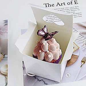 Newbested 50 Pack 3" Mini Individual White Cupcake Box with Heart Shaped Window,Small Single Favor Bakery Candy Paper Box Container for Mini Cake Cupcake Cookie Dessert Pastry Wedding Valentine's Day