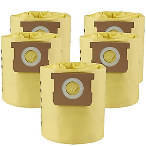 5 Pack 91964 Shop Vac Bags Type D High Effiency Vacuum Filter Bags, compatible with Shop-Vac 4 Gallon Wet/Dry Vacs, part # 9196400 9196433