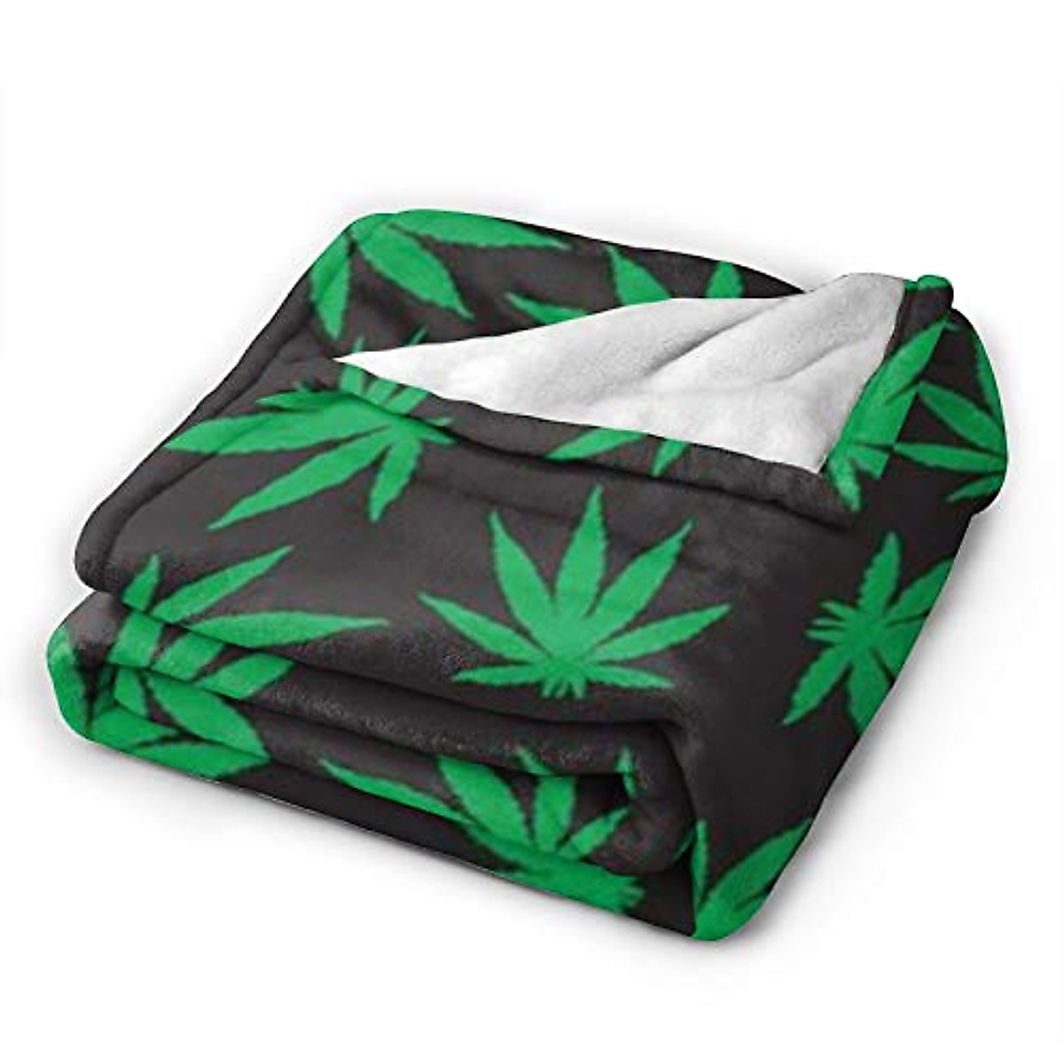 PNNUO Flannel Fleece Blanket-Leaf Weed Blanket Throw,All-Season Plush Blanket Comfortable & Warm for Couch Bed Or Men Women 50"X40"