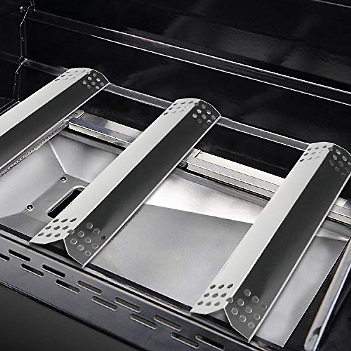 Hongso 14 7/8" Stainless Steel Heat Plates Tent Shield Replacement Parts for Master Forge 1010037 Gas Grill Model, 3 1/4" Wide Burner Covers Flavorizer Bars, 4-Pack, SPZ3714