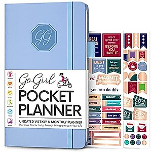 GoGirl Planner and Organizer for Women – Pocket Weekly Planner, Goals Journal & Agenda for Time Management & Productivity. Undated (Light Blue)