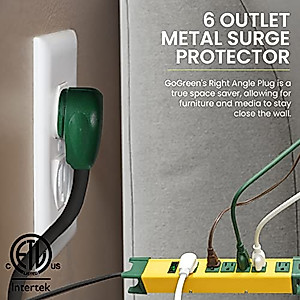 GoGreen Power GG-26114 - 6 Outlet Metal Surge Protector, Yellow/Green