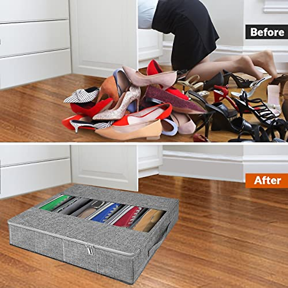 BOF Creations Under Bed Shoe Storage Organizers Pack of 2, Space Saving, Sturdy and Durable, Premium Material, Fit 10 Shoes for Students/Singles