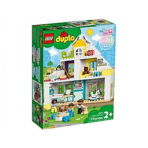 LEGO DUPLO Town Modular Playhouse 10929 Dollhouse with Furniture and a Family, Great Educational Toy for Toddlers (130 Pieces), Multicolor