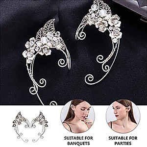 Holibanna Elf Ear Cuffs for Women Elf Fairy Earrings Cuff Wrap Clip on Filigree Earrings for Halloween Costume Cosplay Wedding Party Jewelry (D)