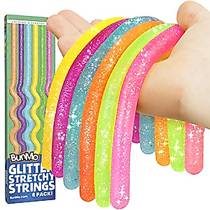 BUNMO Glitter Stretchy Strings 6pk | Perfect Sensory Toys for Anxiety & Stress | Focus & Stimulation | Great Kids Party Favors | Easter Gifts for Kids | Easter Basket Stuffers for Girls