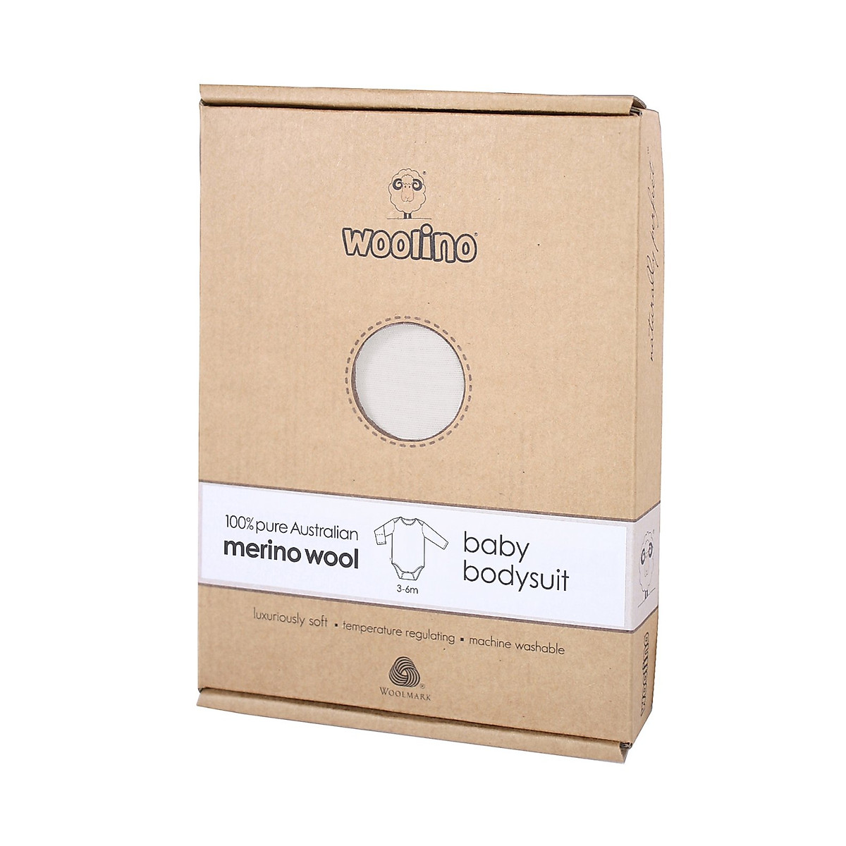 Woolino 100% Superfine Merino Wool Baby Bodysuit - Long Sleeve Onesies for Boy and Girl -12-18 Months - Oat