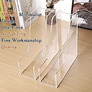 HeZone Magazine Holder, Clear Acrylic Desk Organizers, File Organizer for Desk, Magazine Rack- Desktop Book Storage -Independent Vertical 1 Space-2 Pack
