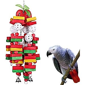 Litewoo Large Bird Parrot Swing Toys, Colorful Apple Shape Chew Wood Toy for Medium Large Bird and Parrot