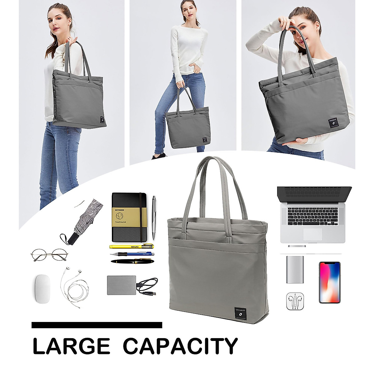 BASICPOWER Tote Bag for Women, Lightweight Shoulder Purse Laptop Work Gym Bag for Gym, Travel, Work