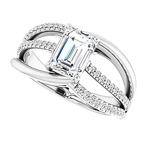 JEWELERYIUM 1 CT Emerald Cut Colorless Moissanite Engagement Ring, Wedding/Bridal Ring Set, Solitaire Halo Style, Solid Sterling Silver Vintage Antique Anniversary Promise Ring Gift for Her (8.5)