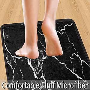 AUUXVA Black Marble Texture Lines Print Kitchen Mats Cushioned Anti Fatigue 2 pcs Set, Memory Foam Kitchen Rugs, Non Slip Washable Area Rug for Floor Sweet Home Decor, 17"x29"+17"x47"