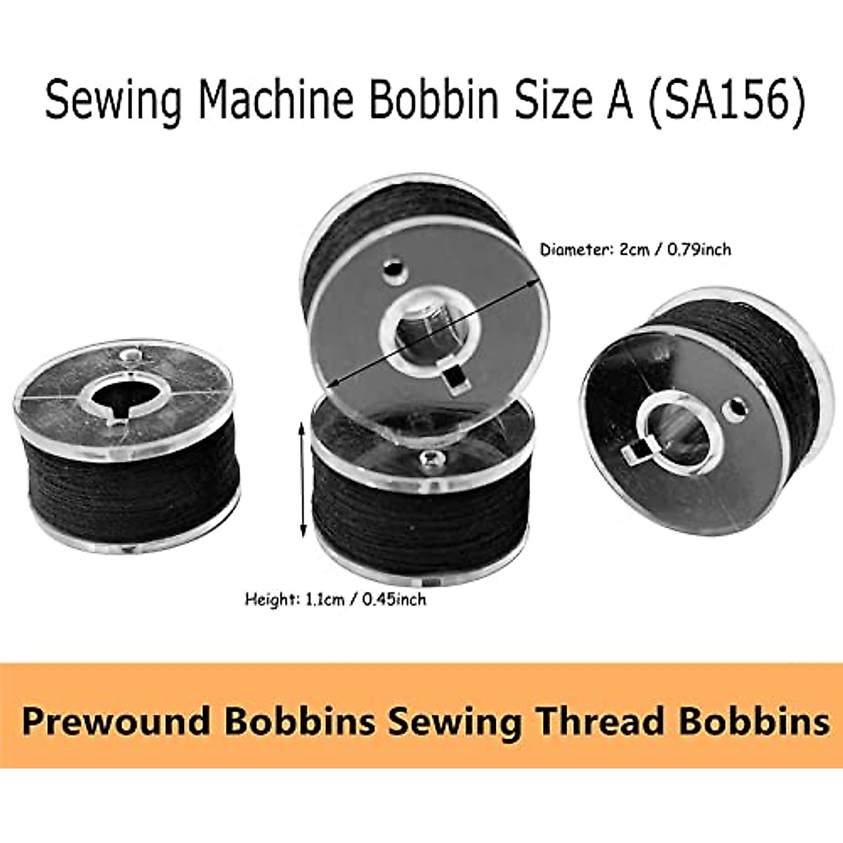 YEQIN 25pcs Black Prewound Bobbin Thread and Bobbin Holder - Size A Class 15 SA156 Compatible with Babylock, Brother, Consew, Juki, Singer Embroidery and Sewing Machine