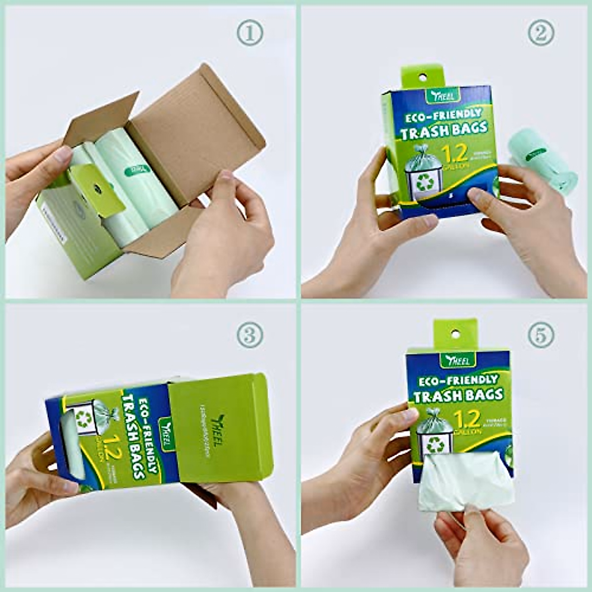 1.2 Gallon Small Trash bags Biodegradable Mini Bathroom Garbage Bags Fit 4.5 Liter Trash-Can-Liners for Bathroom Kitchen Office (150 Counts,Green)