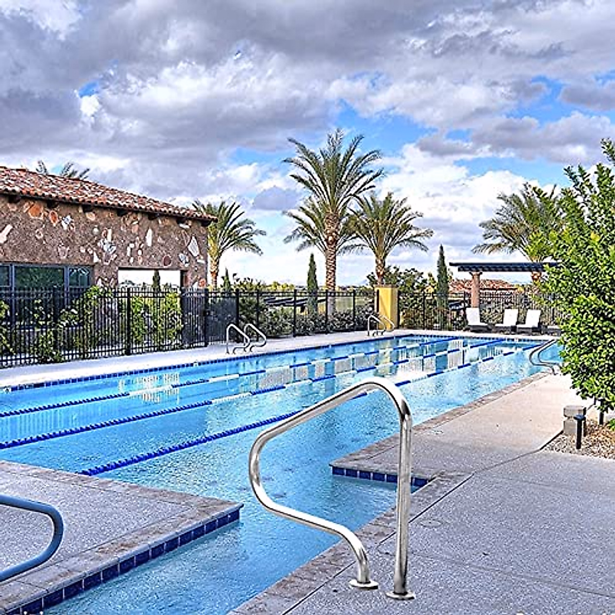 BTZHY Swimming Pool Handrails, 304 Stainless Steel Spa Handrail, Pool Rail w/Breathable Armrest Cover for Garden Backyard Pools Easy to Install (1PCS)