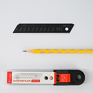 50-Pack 18mm Utility Knife Blades, SK5 Blackened Steel Replacement Blade, Snap off Blades for Retractable Box Cutters and Knife, SK5 Blades in Bulk Pack. 10pcs x 5