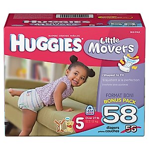 Huggies Little Movers, Size 5, 58 Count (Packaging May Vary)