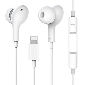 Aolcev Wired Earbuds Compatible with iPhone, HiFi Stereo Volume Control Earbuds in-Ear Headphones with Mic Noise Cancelling for iPhone 14/13/12/11/XR/XS Max/8/7 and Most iOS Devices, Earphones White