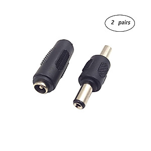 Qaoquda DC 5.5 x 2.1mm Power Adapter, (2 Pairs) DC Power 5.5mm x 2.1mm Female to Female Coupler, Male to Male Coupler, for LED/CCTV Camera
