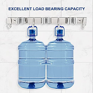 FULGENTE Broom Mop Holder, Wall Mount Storage Cleaning Tools Organizer for Laundry Garage Garden Bath Kitchen, Screw-In Heavy Duty Stainless Steel Utility Rack Hanging Shelf (3 Racks 4 Hooks)