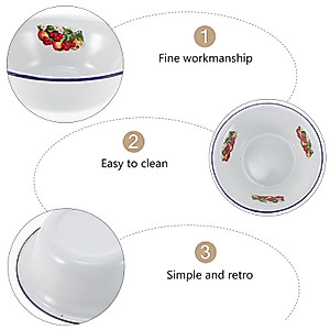 Luxshiny Snack Container enamel soup bowl, fruit bowl enamel serving bowl vintage noodle bowl enamelware round tray for home bowls kitchen fruit bowl () Grease Container