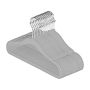 Baby Nest Designs Kids Plastic Velvet Hangers, Children Non-Slip Hangers Dividers for Nursery Closet Organizer - 15 Pack