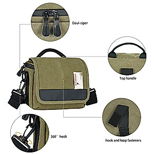Besnfoto Camera Bag Small Mirrorless Camera Shoulder Bag Purse Waterproof Canvas Cute Compact Camera Messenger Bag Case for Women and Men