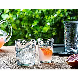 Le'raze Drinking Glasses Set of 18 Clear Glass Cups - 6 Highball Glasses 17oz, 6 Rocks Glasses 13oz, 6 DOF Glasses 7oz, Bubble Design Glassware Set for Water, Juice, Wine, Cocktails, & Beer Glasses.