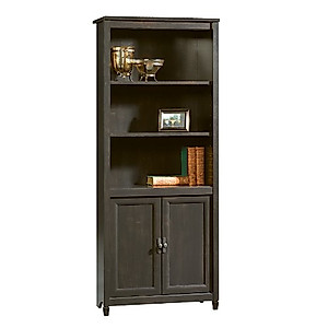 Sauder Edge Water Library With Doors, Estate Black finish