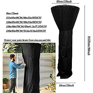 UCARE Patio Heater Cover Waterproof Round Stand Up Outdoor Electric Heater Protector Covers for Garden Veranda Round Furniture Cover Dome Heaters (86x33x19 in/ 221x85x48 cm)